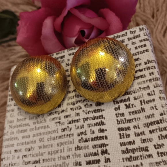 Vintage | Jewelry | Vintage Estate 98s Statement Chunky Gold Button ...